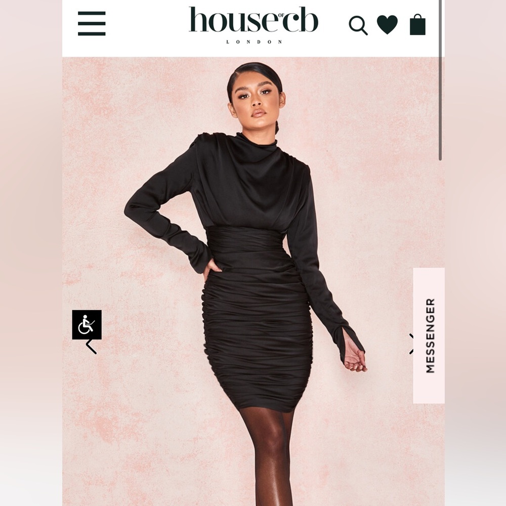 Houseofcb 'Giorgiana' Black Satin Ruched Mini Dress - Gem